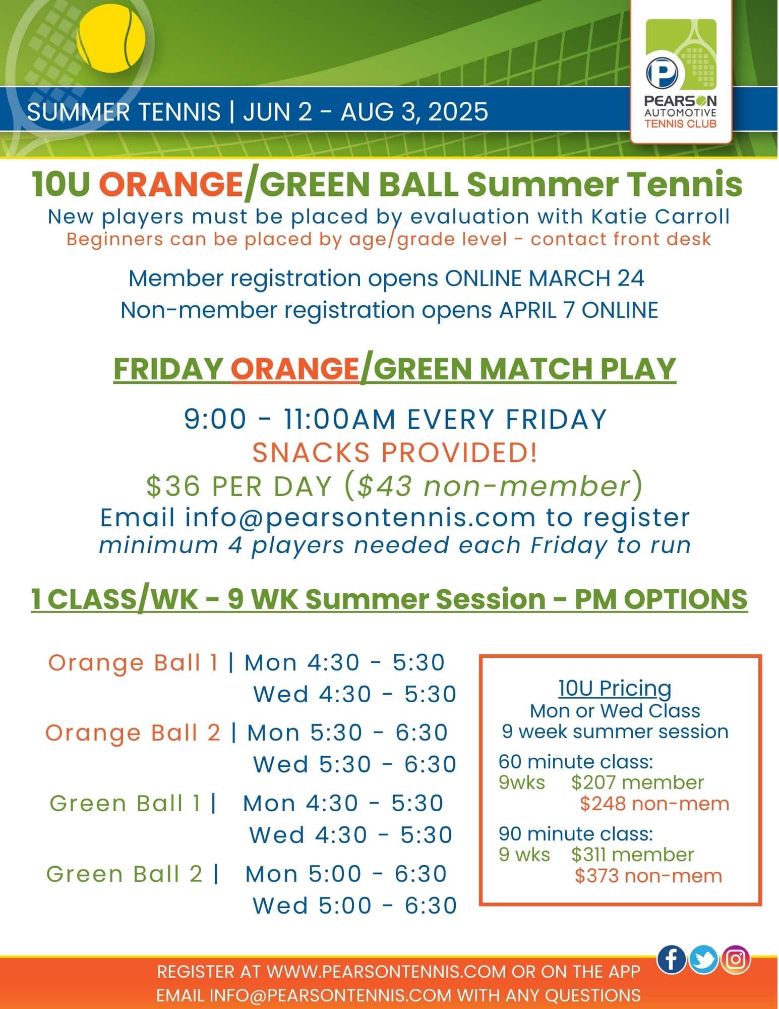 10 and Under Summer - Pearson Automotive Tennis Club