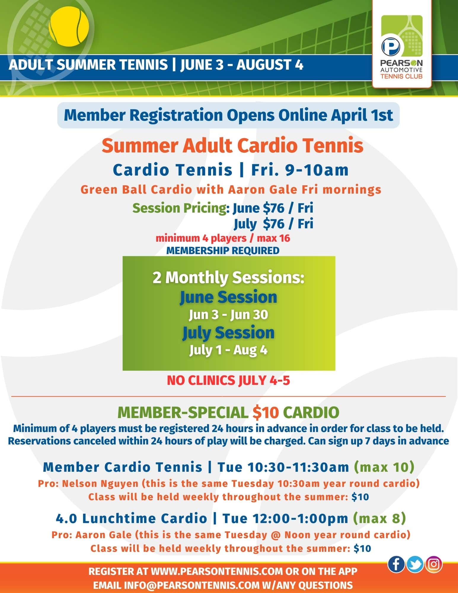 Adult (18+) Summer - Pearson Automotive Tennis Club