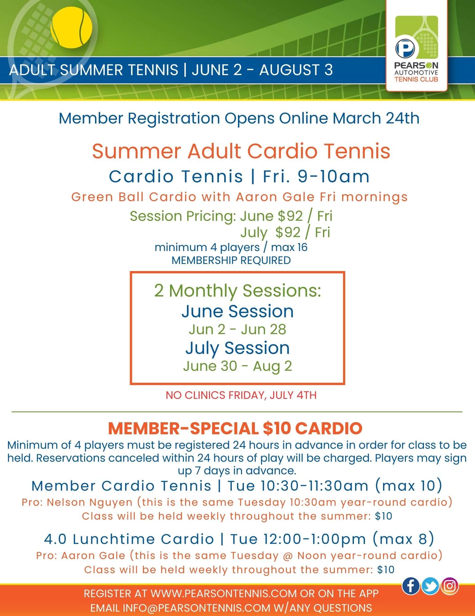 Adult (18+) Summer - Pearson Automotive Tennis Club