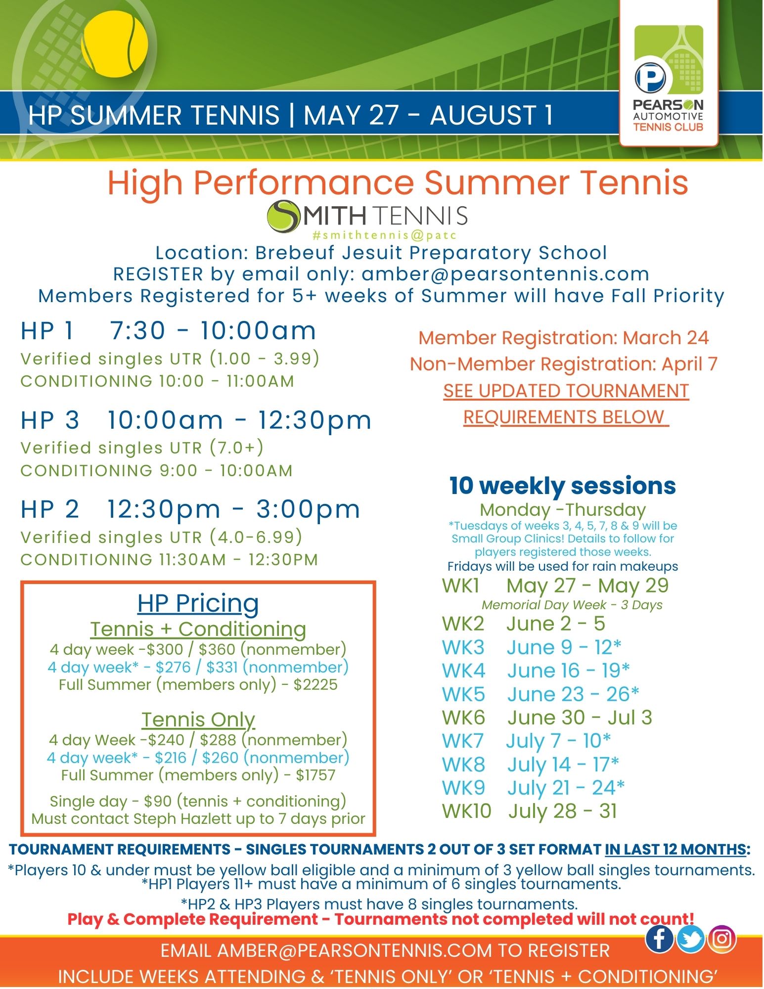 High Performance Smith Tennis Summer - Pearson Automotive Tennis Club