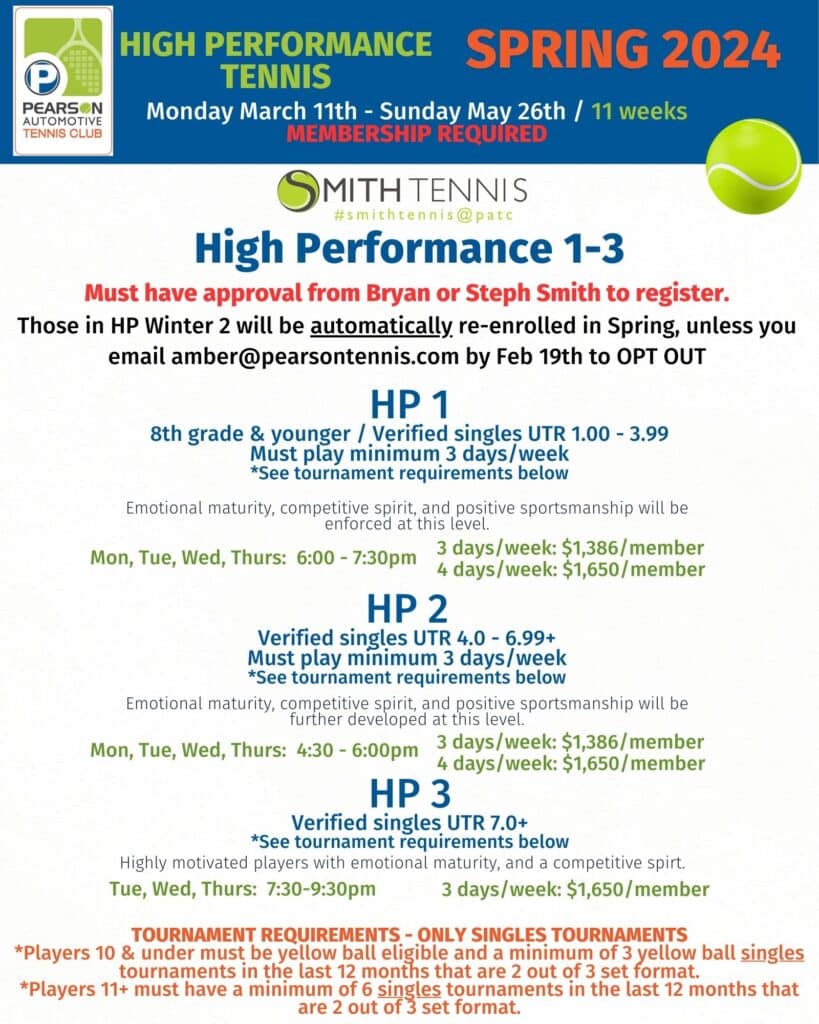High Performance Smith Tennis Spring - Pearson Automotive Tennis Club