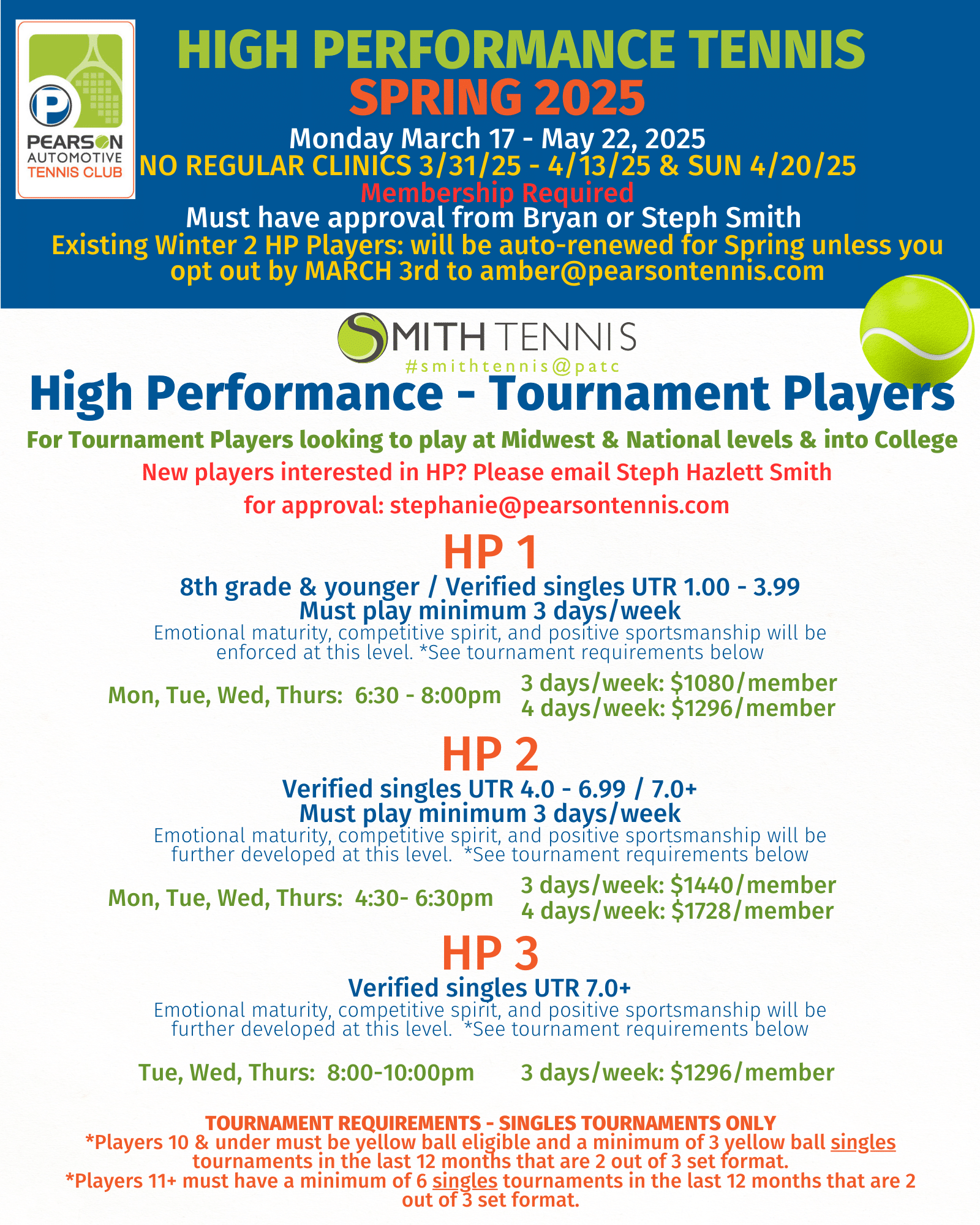 High Performance Smith Tennis Spring - Pearson Automotive Tennis Club