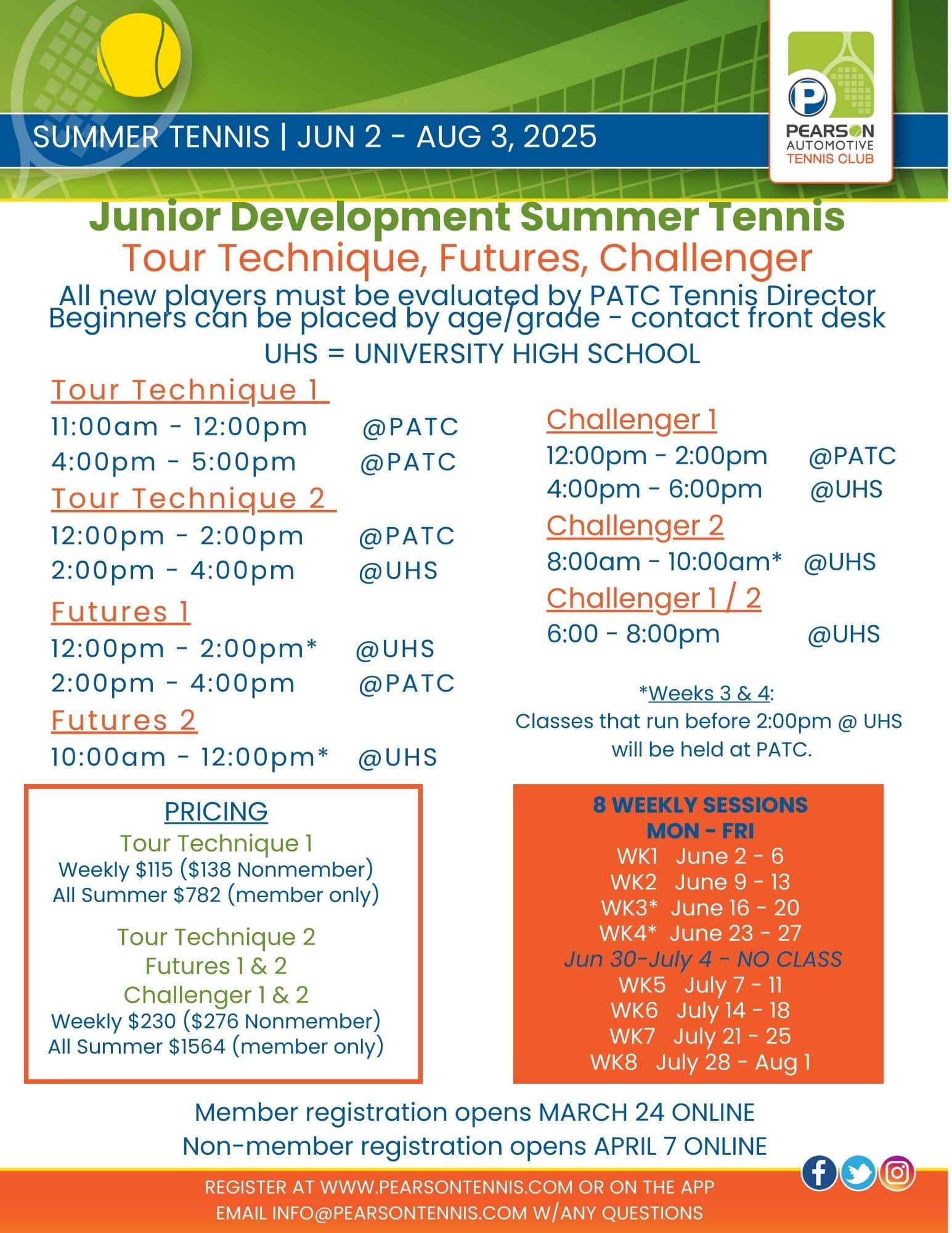Junior (11-18) Summer - Pearson Automotive Tennis Club