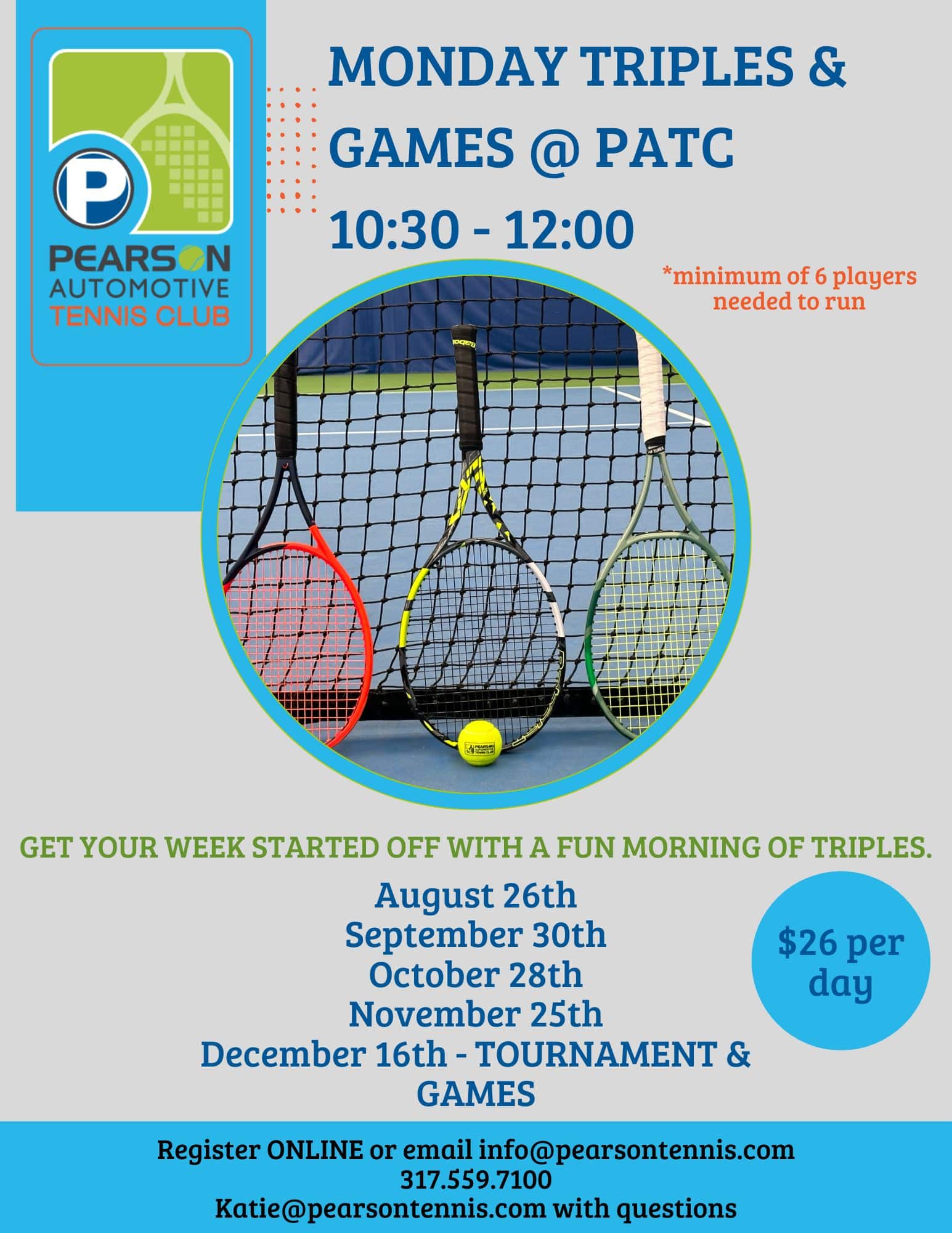 Club Calendar - Pearson Automotive Tennis Club