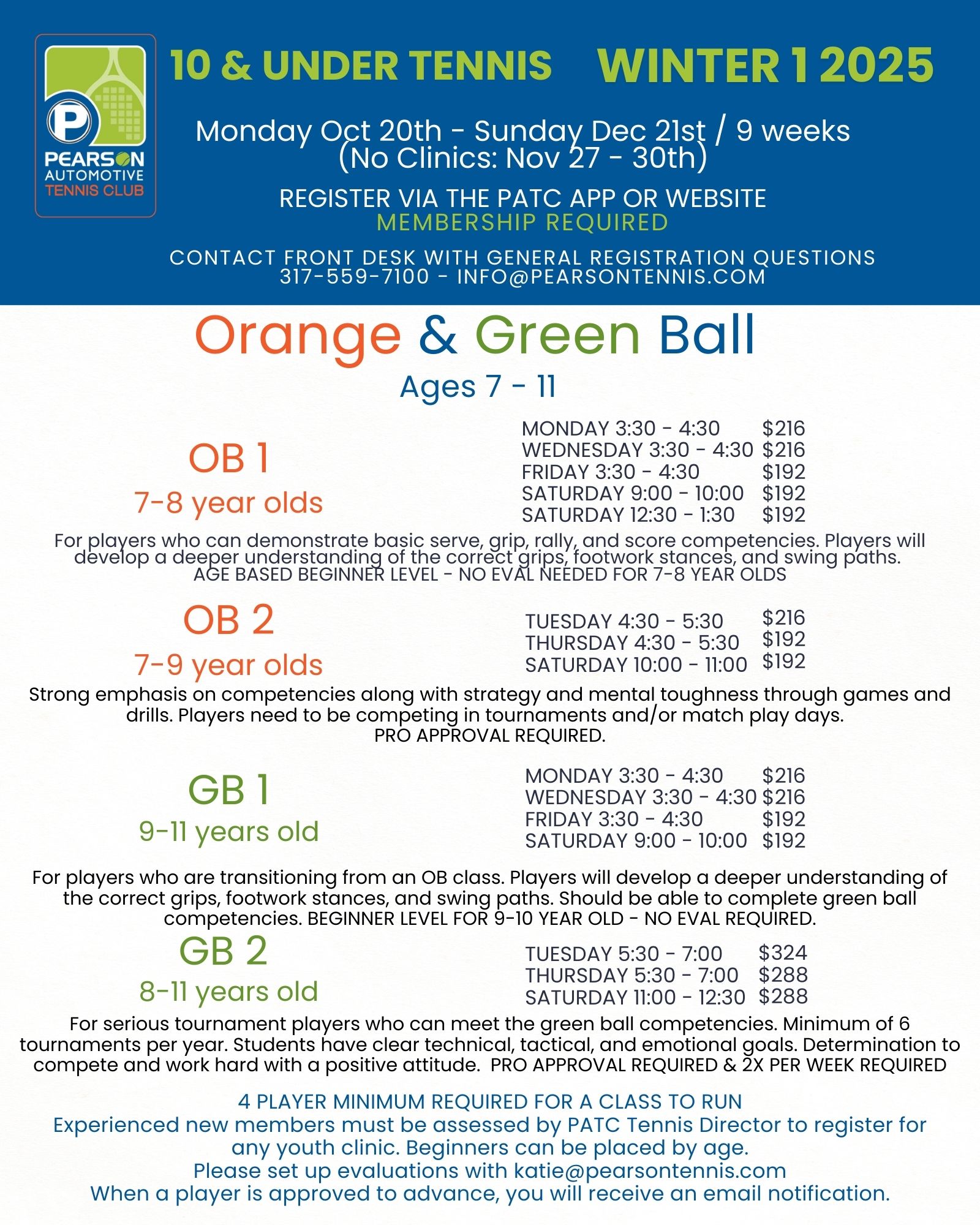 10 and Under Winter 1 - Pearson Automotive Tennis Club