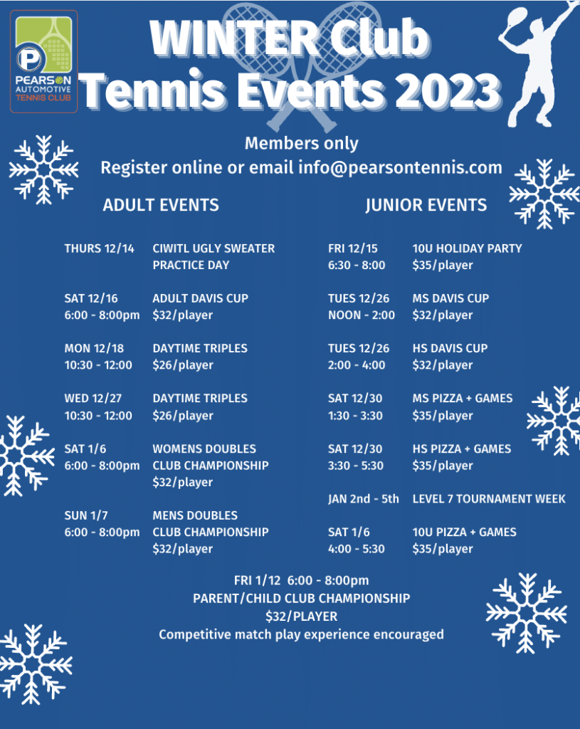 Club Calendar - Pearson Automotive Tennis Club