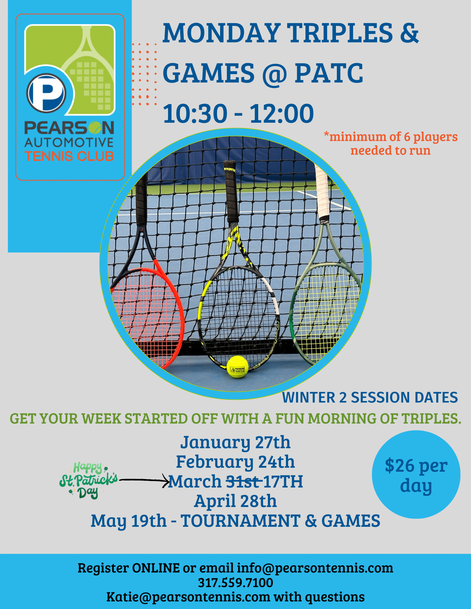 Club Calendar - Pearson Automotive Tennis Club